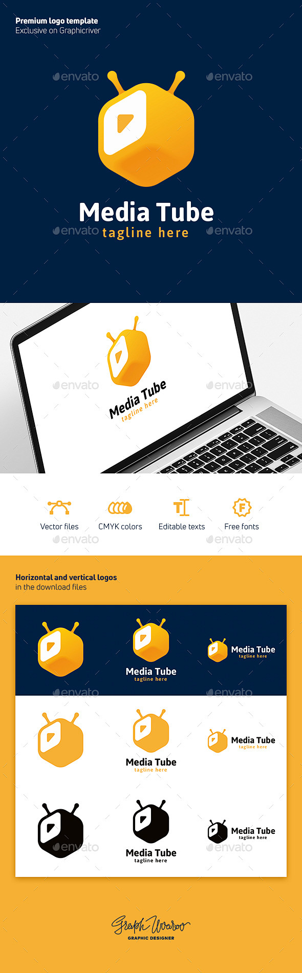 媒体管标志——矢量抽象Media Tube Logo - Vector Abstract外星人、天线、应用,轴线测定法,博客,盒子,广播,电影 ...