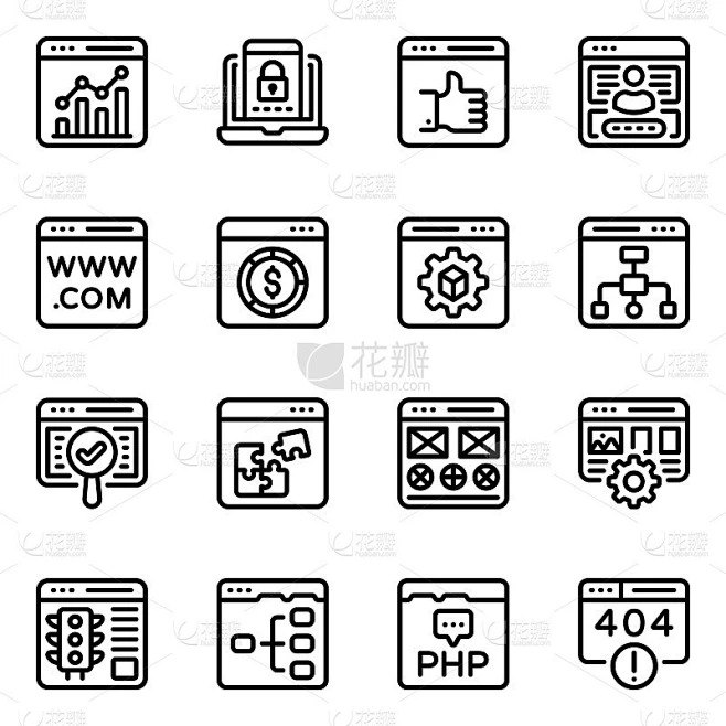 Website Design Solid Icons Pack素材-花瓣网
