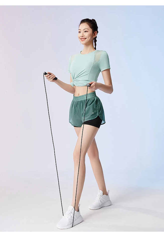 奥义瑜伽套装女夏天宽松跑步服罩衫短裤健身运动2020速干上衣-tmall.com天猫-花瓣网