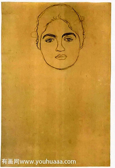 女性肖像习作，正面 - Study for a female head - frontal view-花瓣网