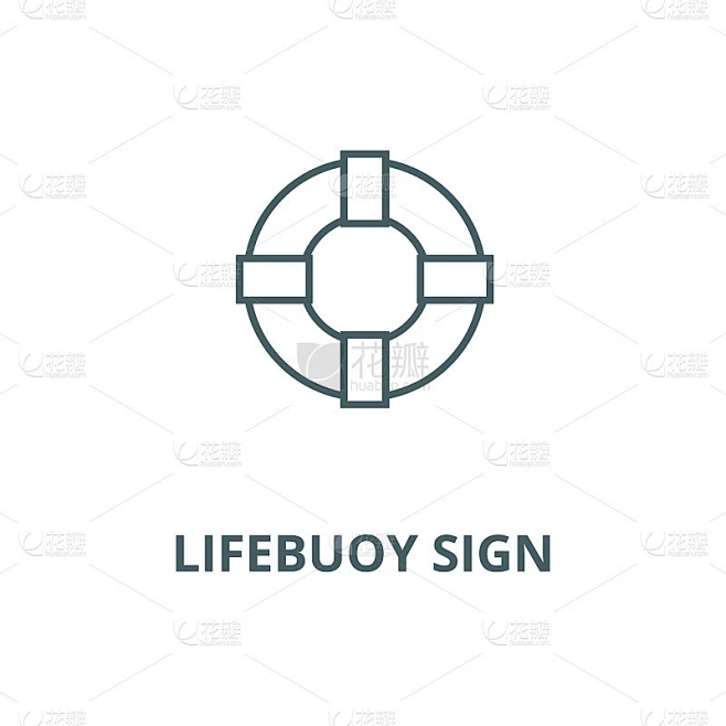 Lifebuoy sign vector line icon, linear concept, ou素材-花瓣网
