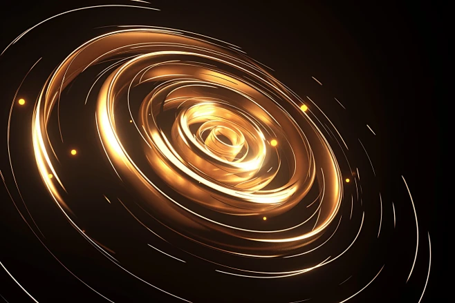 fhmmkt2355_3d_modeling_illustration_golden_spiral_black_backgro ...