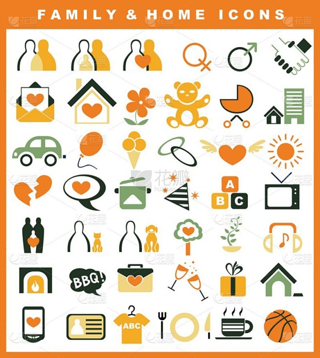 家庭和家庭图标集