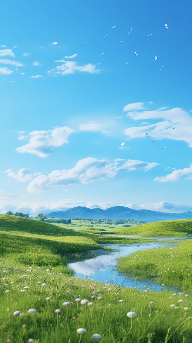 haohao01_Outdoor_scene_The_blue_sky_and_white_clouds_Grassland ...