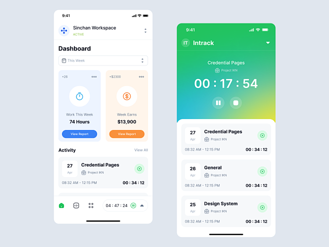 Rudi Tabuti 在 Dribbble 上为 Indev 设计的 Intrack Mobile Version