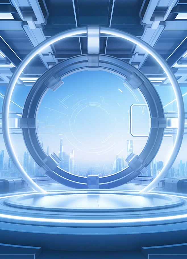 Technological window background, dynamic elements, blue and white,8k,-花瓣网