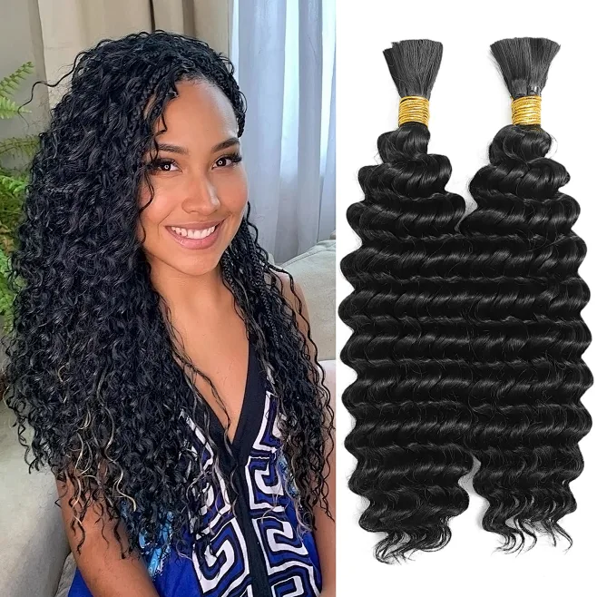 Deep Wave Bulk Braiding Hair for Boho Braids 18 Inch 2 Bundles 200g ...
