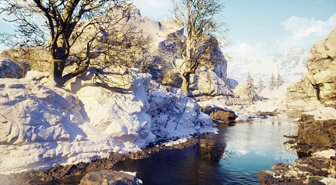 Unreal Engine 4 Snow amp; Ice Study 1 - Melting season after the bliz