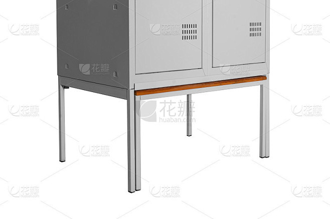 白色储物柜作为更衣室。更衣室金属箱