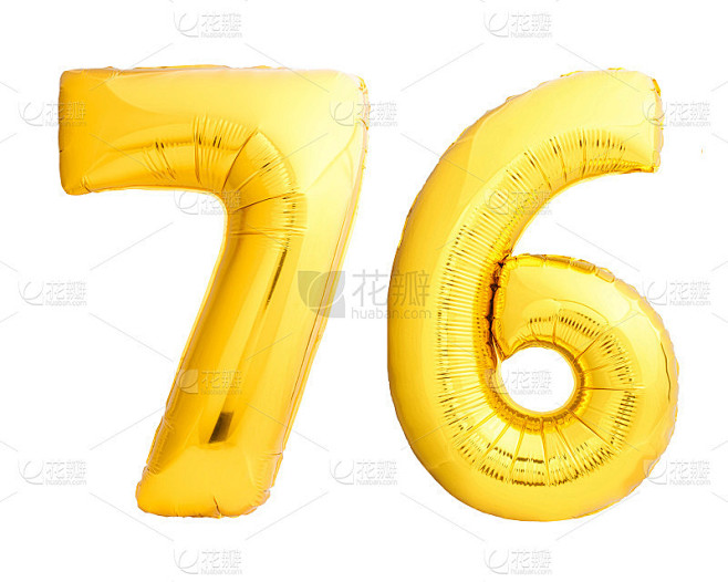 黄金数字76 76制成的充气气球
