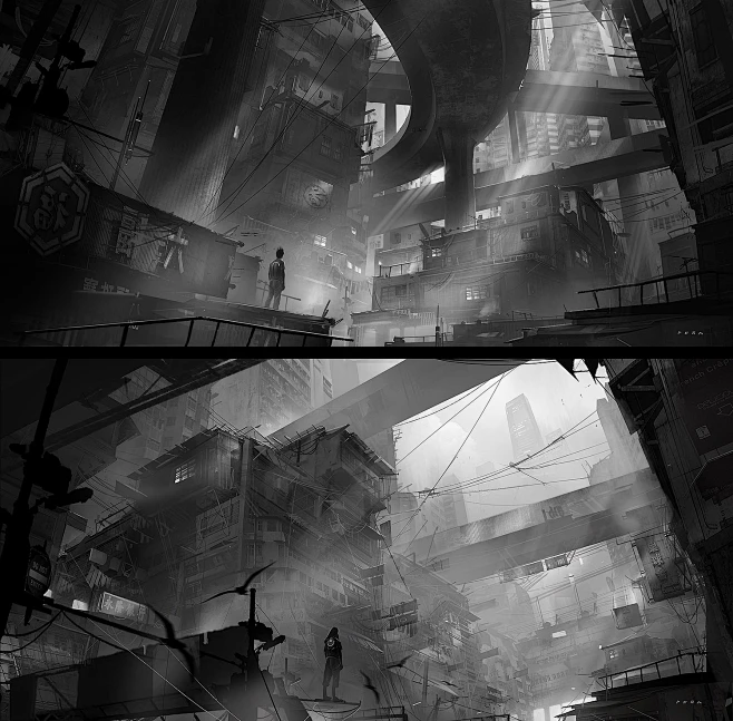 场景构图黑白构成画面构成黑白稿来自cgbook.cn (296)-花瓣网