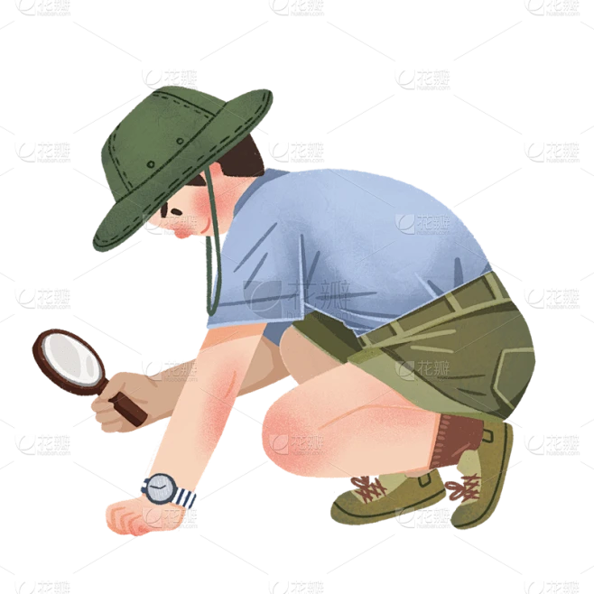 手绘风 人物插画贴纸 男生素材 花瓣网 3293