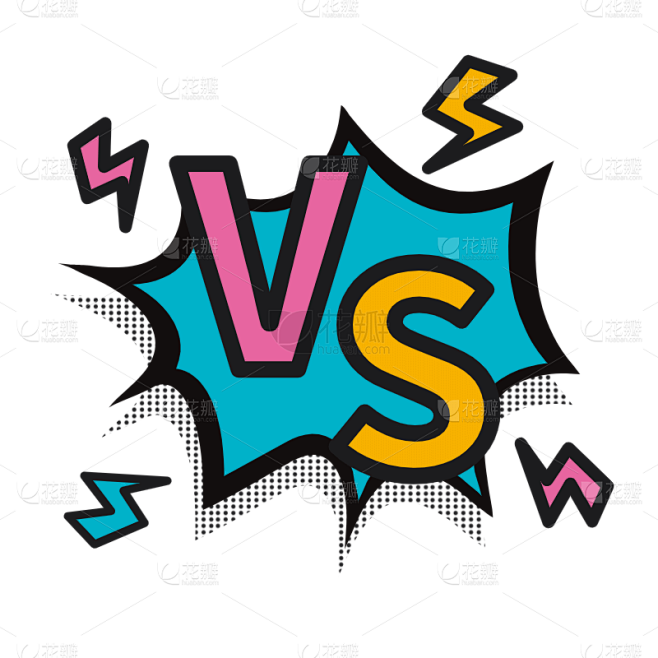 SVG-扁平宣传元素贴纸-vs