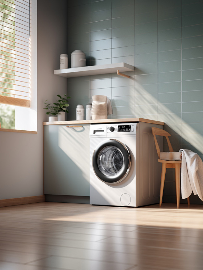 ghordin_84091_A_washing_machine_in_the_kitchen_realistic_photog ...