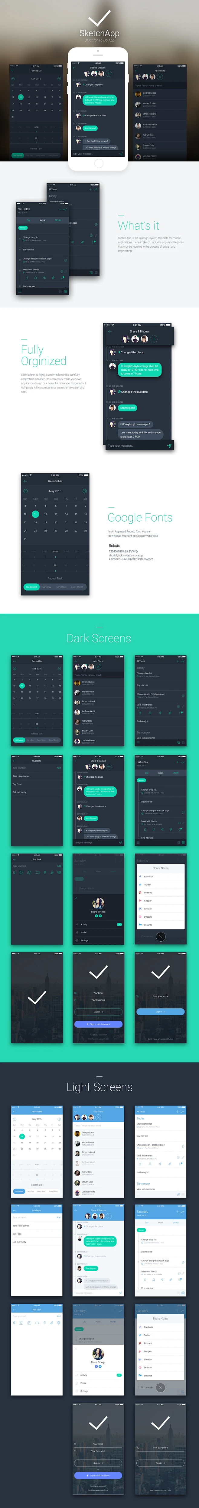 Sketch To Do App : Sketch App UI Kit is a high layered template for ...
