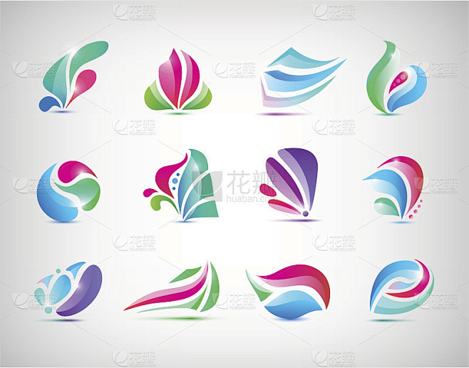 向量组抽象的彩色温泉标志，图标