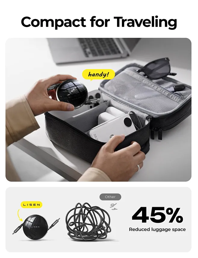 Amazon.com: LISEN Retractable USB C Cable【60W/2Pack】 Travel Essentials ...