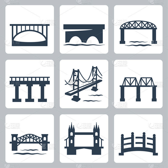 矢量隔震的桥梁图标集
