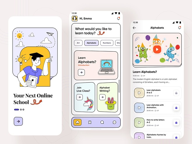 Online Education App for Kids android app clean creative e-learning ...