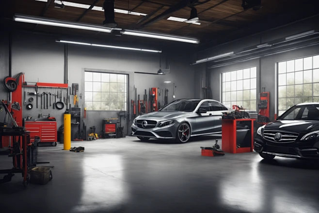 4S店汽车维修店效果图摄影图-花瓣网