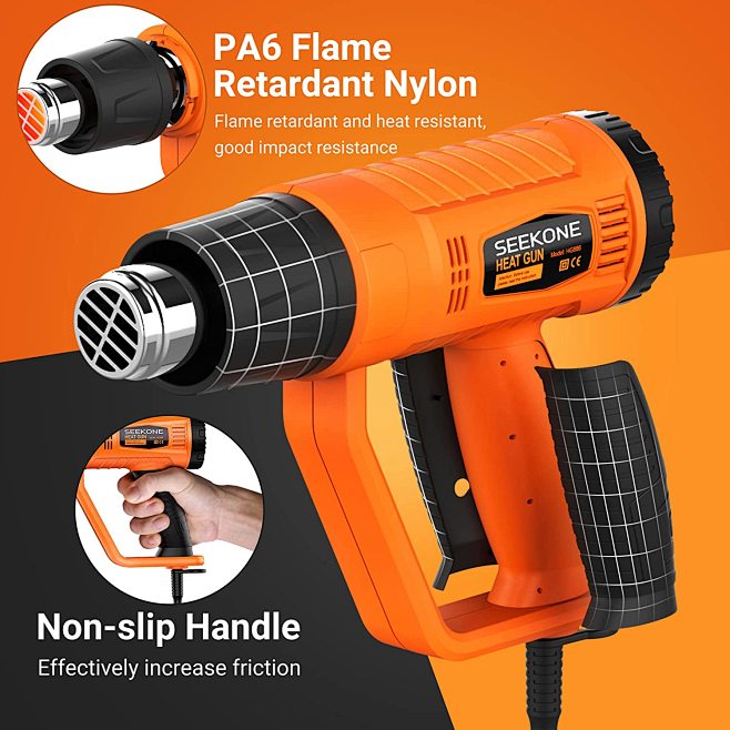 SEEKONE Heat Gun 1800W Heavy Duty Fast Heat Hot Air Gun Kit with 752 ...