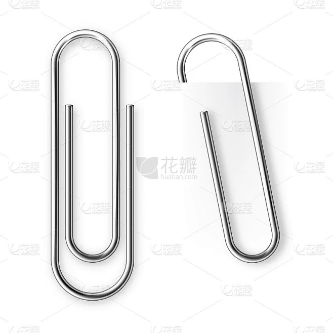Realistic tilted metal paper clip. Page holder, bi素材-花瓣网