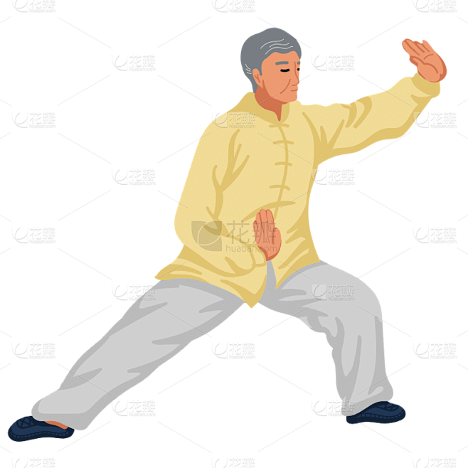 手绘-太极拳人物插画贴纸9