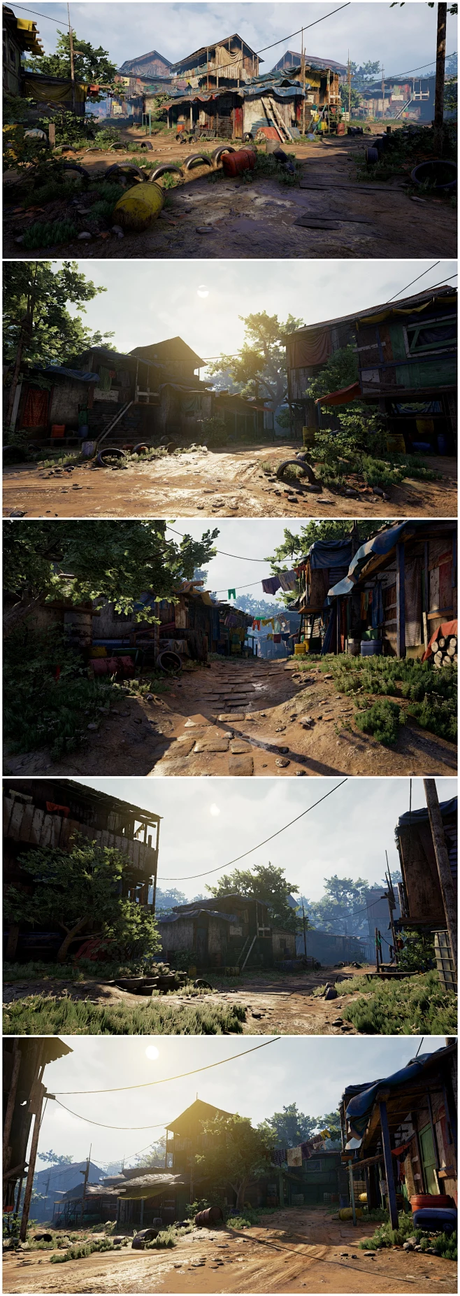 UE4 UnrealEngine4 虚幻4 荒无人烟影视级3D场景模型Slums 贫民区 次世代游戏场景 CG原画参考设定-花瓣网