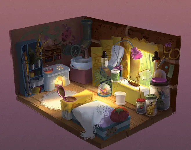 欧美Q版室内场景原画来自cgbook.cn (258)-花瓣网