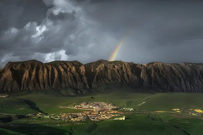 青崖虹现摄影照片-花瓣网