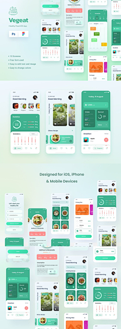 UI设计-花瓣网|陪你做生活的设计师 | 健康 食品 app全套界面UI设计