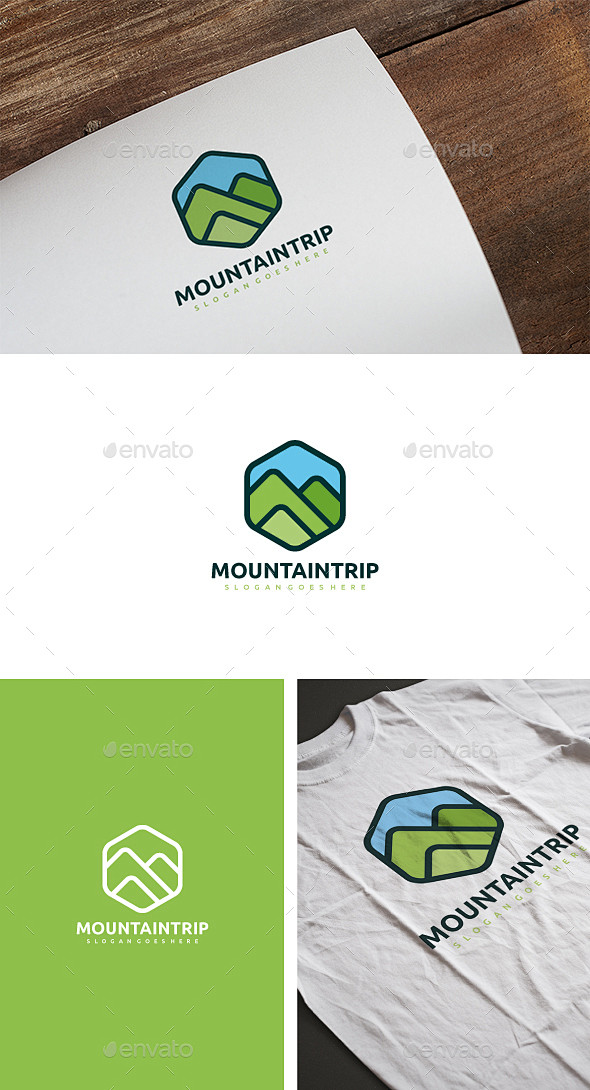山自然景观标志,标志模板Mountain Landscape Logo - Nature Logo Templates活跃,冒险,蓝色,品牌 ...