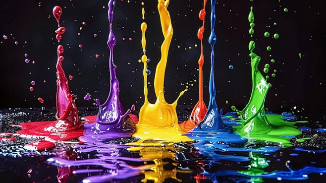 色彩斑斓的油漆背景，具有粗糙质感的图层抽象背景，来自水的涂抹-花瓣网