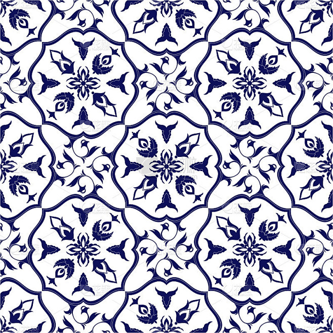 Italian tile pattern vector seamless with flower o