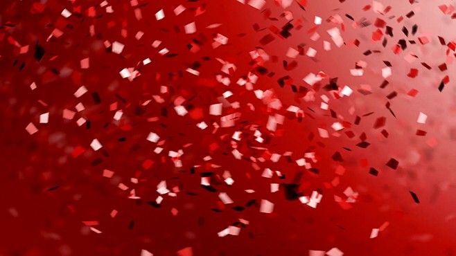 红色五彩纸屑和庆祝丝带
