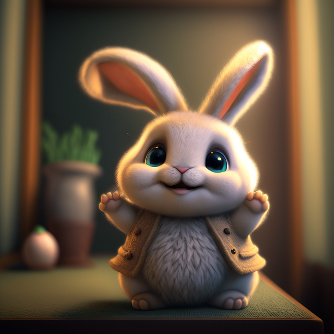 mym_Cute_adorable_little_bunny_waving_and_smiling_greeting_me_u_40914a