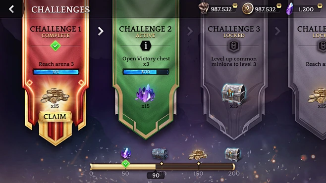 Challenges screen is where players go in and complete one task after ...