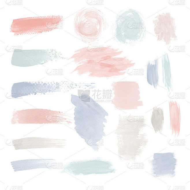 Colorful brushstroke design vector set