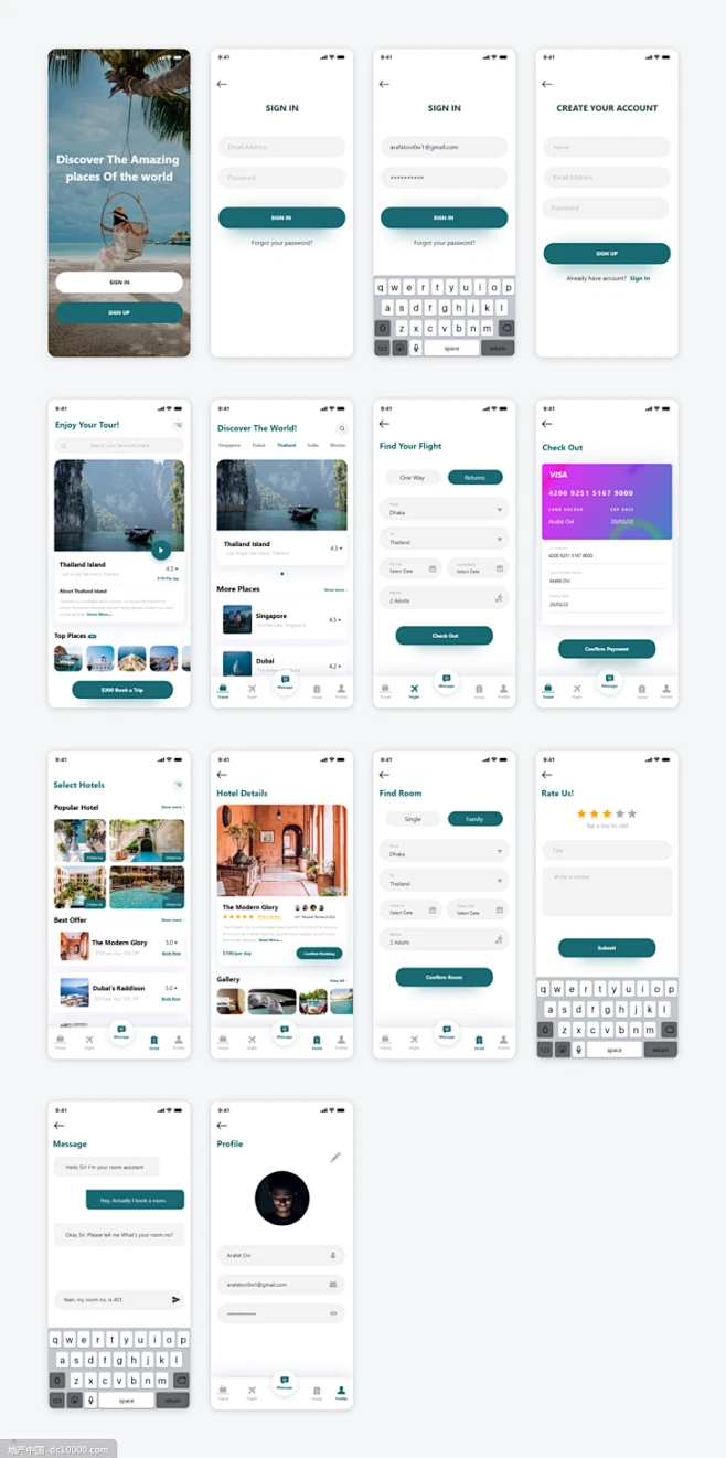 旅行APP ui .xd素材下载-花瓣网