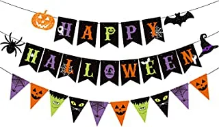 JKQ Colorful Happy Halloween Banner and Halloween Pattern Pennant ...