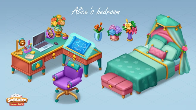 Solitaire Home Story isometric assets-花瓣网