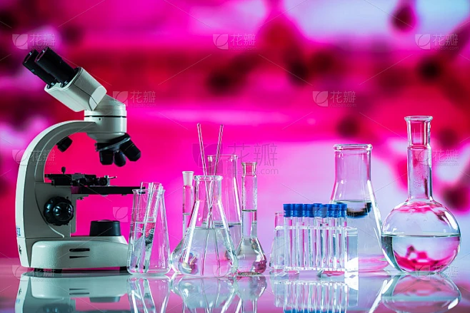 科学实验室研究与发展理念。带试管的显微镜素材-花瓣网