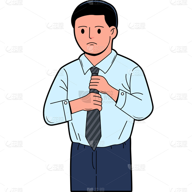 手绘漫画风人物插画贴纸-公务员