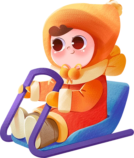 儿童冬令营手绘场景插画-目视前方的女孩-花瓣网