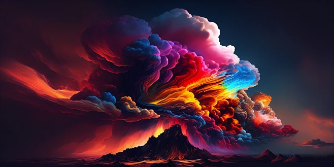 General 1920x960 artwork digital art mountains clouds colorful nature ...