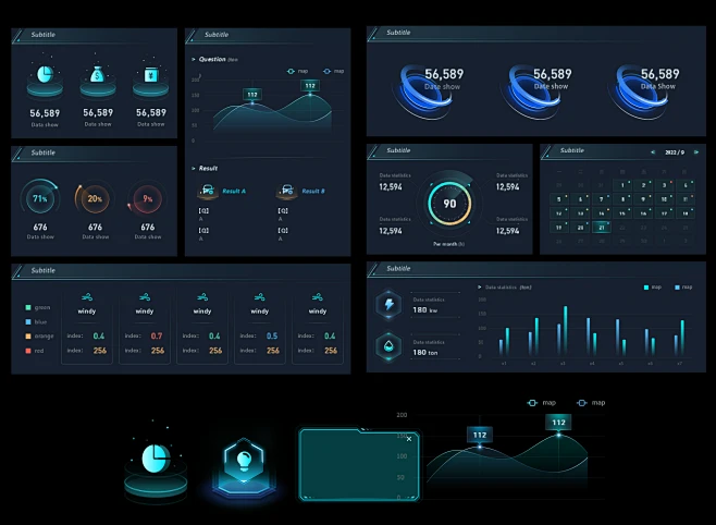FUI data visualisation graphic design assets UI/UX user experience ui ...