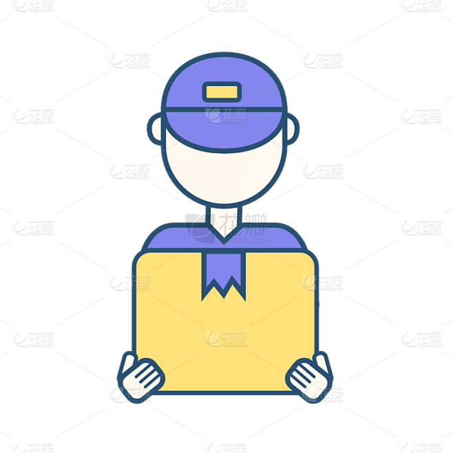 icon-快递图标面性贴纸-快递员