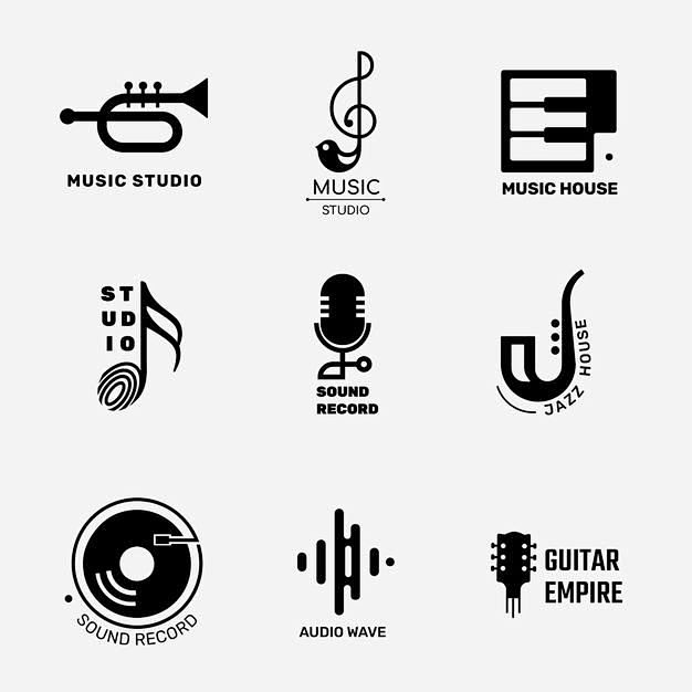 其中包括图片：Free Vector | Editable flat music vector logo design set in ...