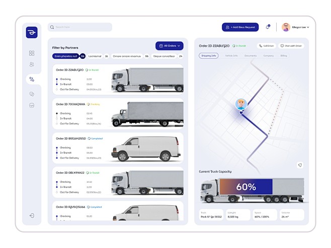 Cargo delivery admin dashboard – Light theme.