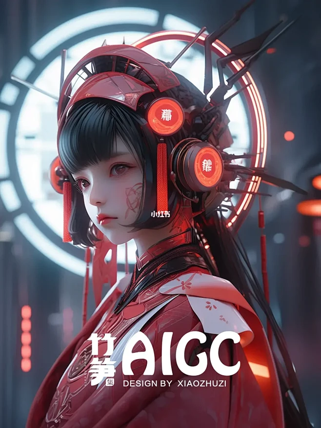 【AIGC】3D国风赛博少女| Midjourney-花瓣网